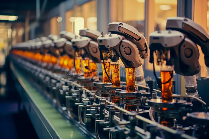 The Robotic Beer Production Line of the Future Stock Illustration ...