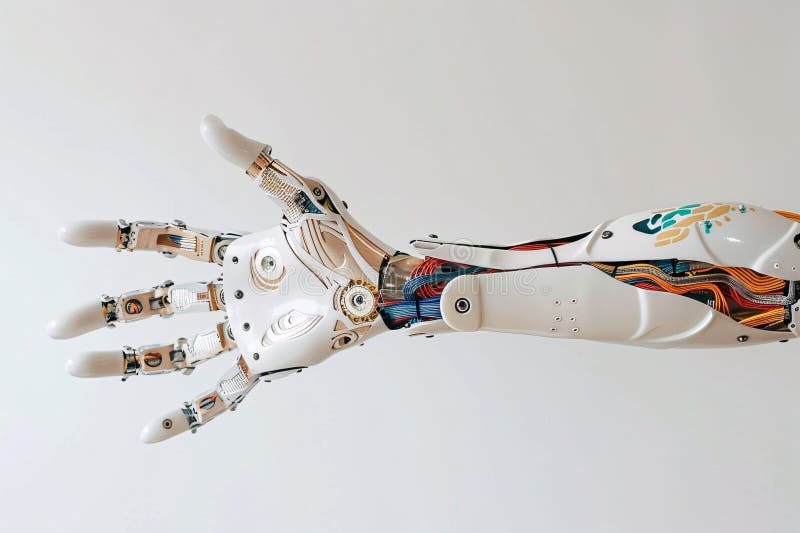 Robotic Bionic Arm Ready To Handshake Isolated on White Background ...