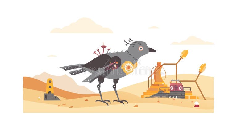 Robotic Bird on Construction Site, Representing Automation, Efficiency ...