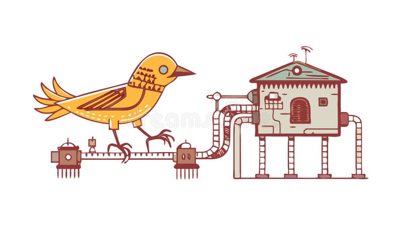 Robotic Bird on Perch, Surveillance Drone, Vector Design Generative AI ...