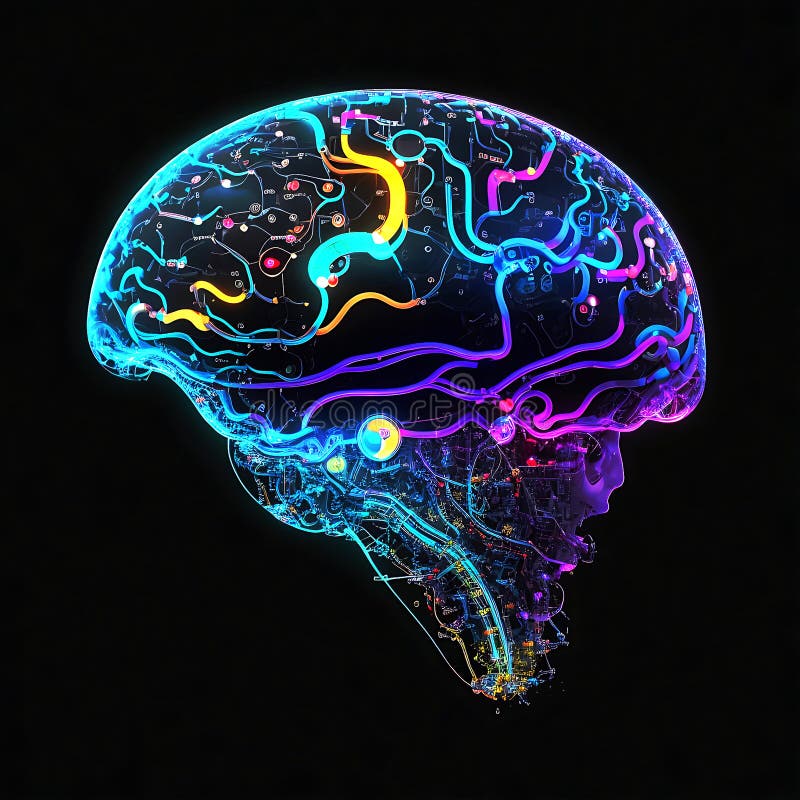 Robotic Brain Connected To Circuits, Artificial Intelligence Concept ...