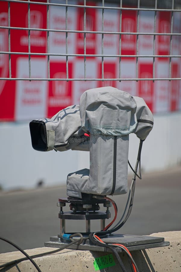 Robotic Camera at Racetrack Stock Image - Image of service, competition ...