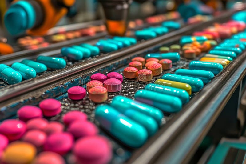 Robotic Capsule Sorting Pharmaceutical Conveyor System Stock Image ...