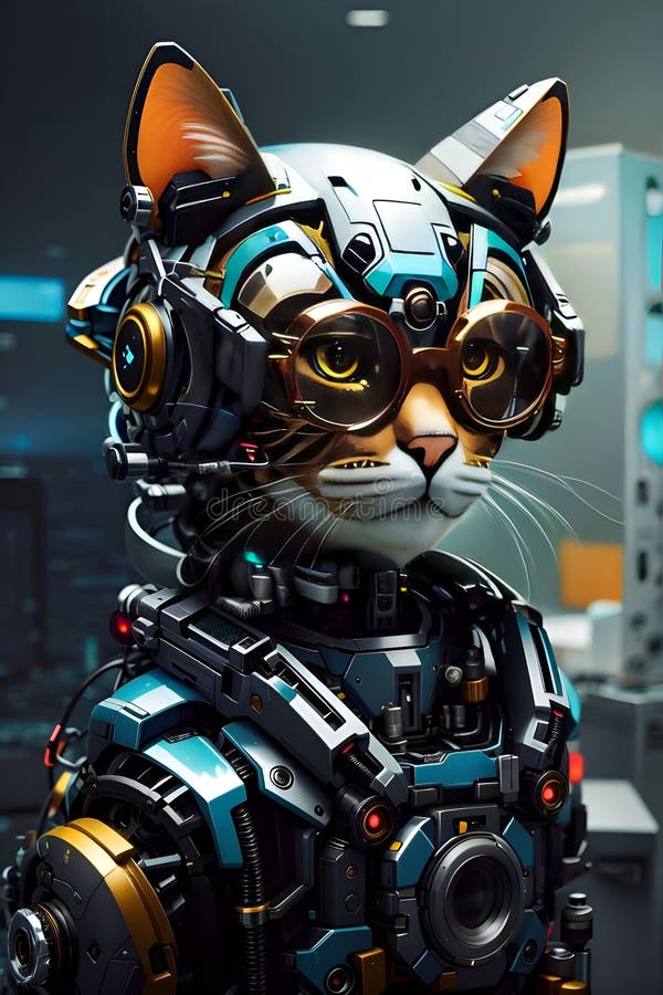 Robot Cat Animal Design by AI Model Stock Illustration - Illustration ...