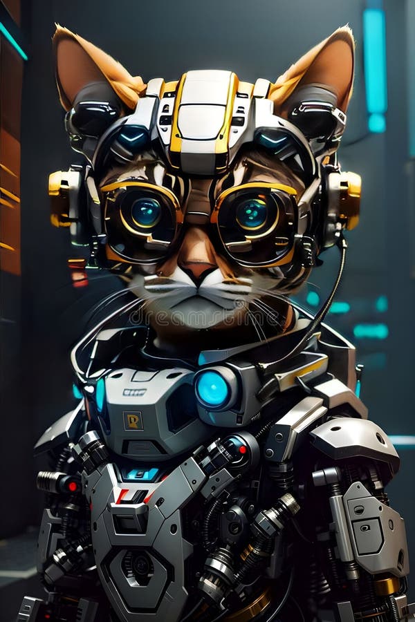 Robot Cat Animal Design by AI Model Stock Illustration - Illustration ...