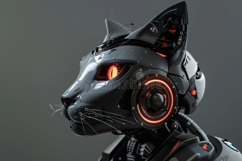 This Robotic Cat Features a Sleek Design with Detailed Mechanical ...