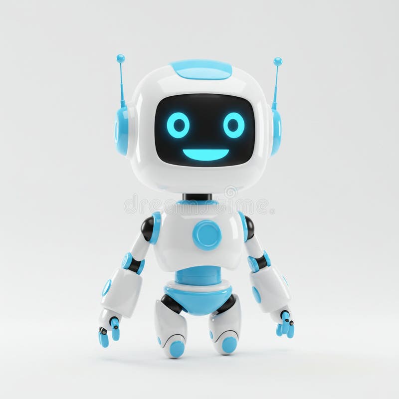 Robotic Character with a Friendly Appearance. it Features a White and ...