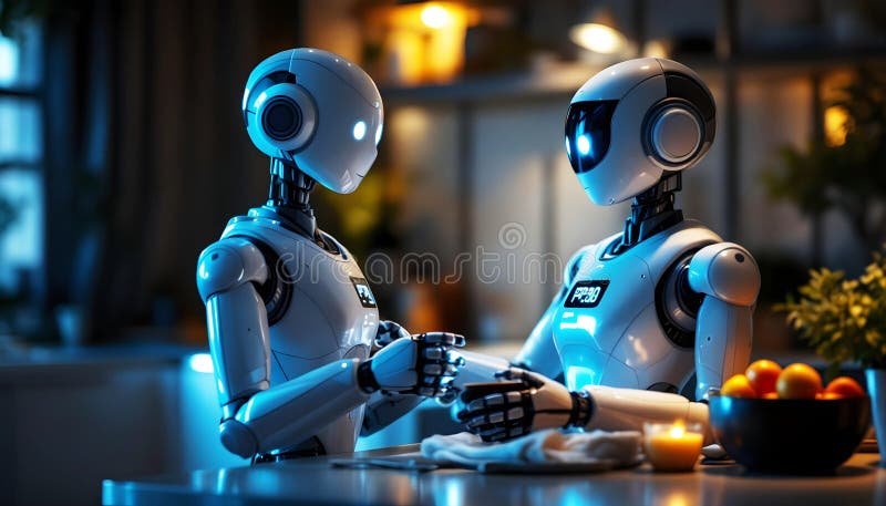 Robotic Chefs of the Future AI Service Robots at Your Command Stock ...