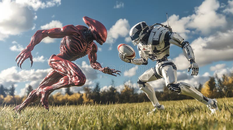 Robotic Combat Open Field Digital Art Futuristic Landscape Dynamic ...