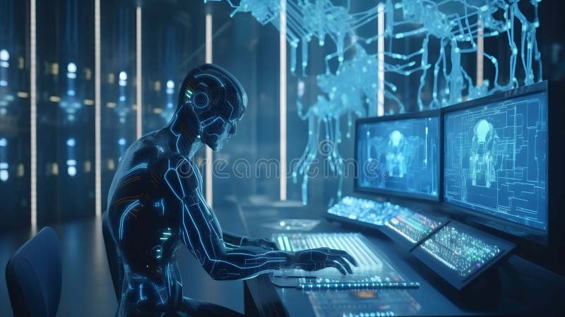 Robotic Computation Technology Assistant Screen and Visualizing Concept ...