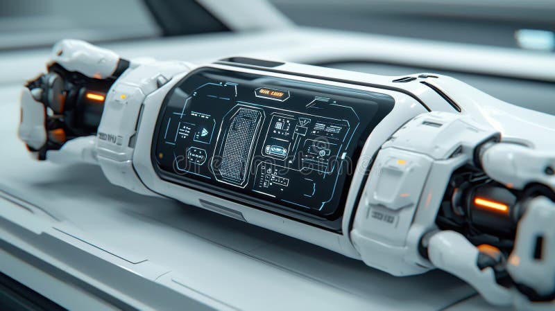 A Robotic Control Panel with a Sleek LED Screen Displaying Various ...