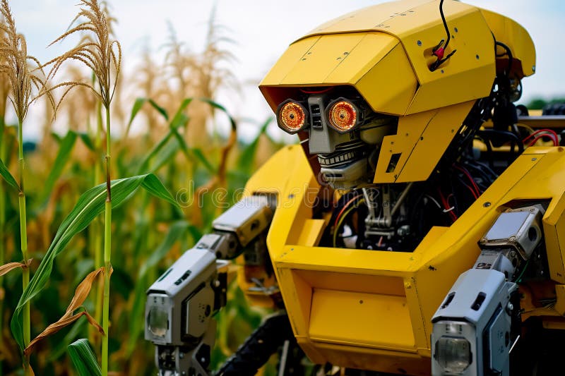 Robotic Corn Harvesting. Mechanisms of the Future Stock Illustration ...