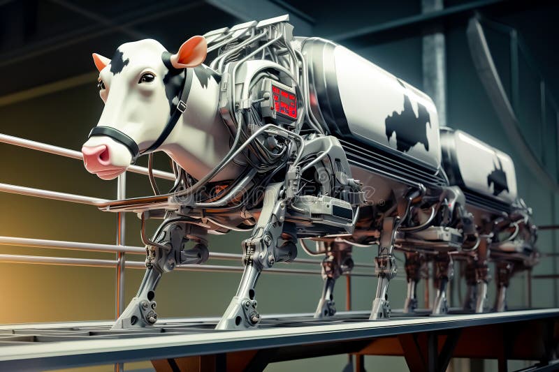 Robotic Cow Milking Conveyor Stock Illustration - Illustration of ...