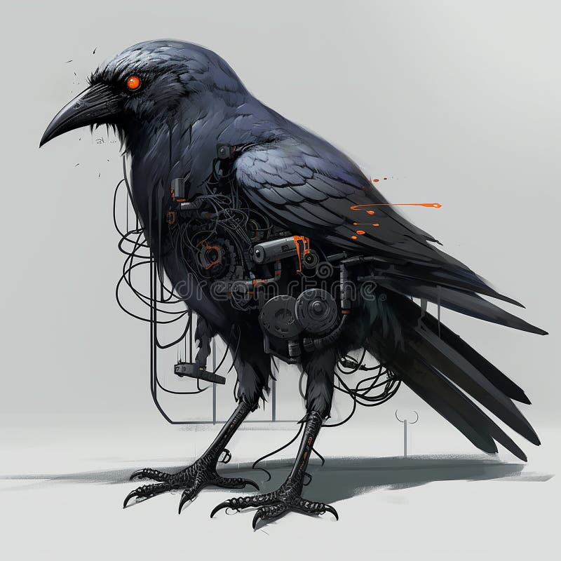 Robotic Futuristic Crow with Neon Glow. Created Using Ai Generative ...