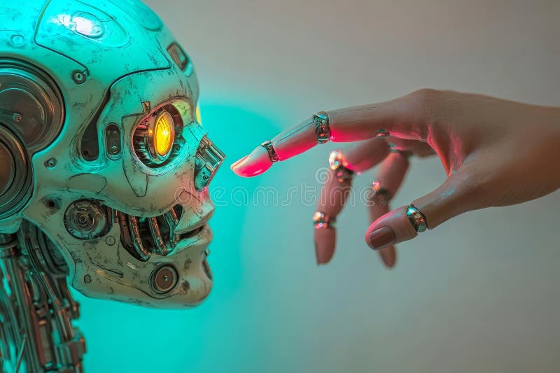 A Robotic Cyborg Hand, Colored White, Has Its Finger Extended in the ...