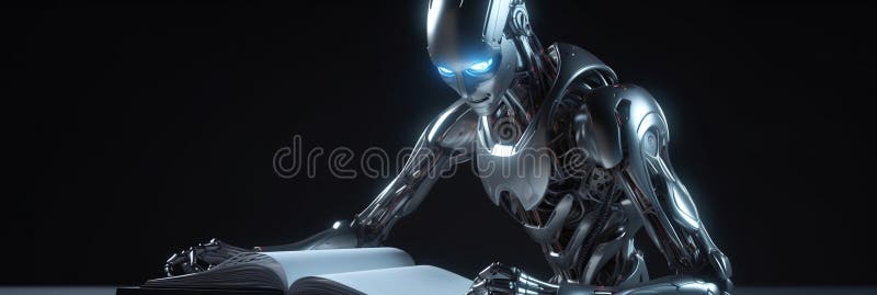 Robotic Cyborg Indulging in a Good Read, Generative AI Stock ...