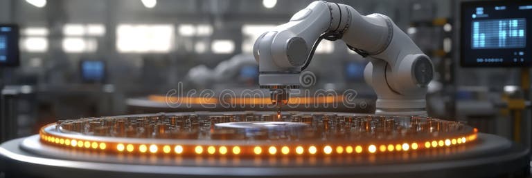 Robotic Device Constructing Circular Circuit Design Stock Illustration ...