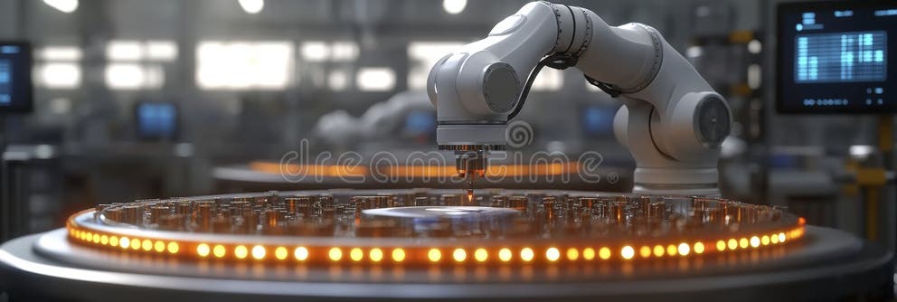 Robotic Device Constructing Circular Circuit Design Stock Illustration ...