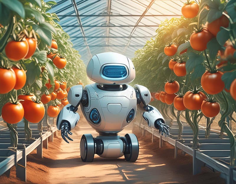 A Robotic Device in a Greenhouse, Autonomously Moving between Rows of ...