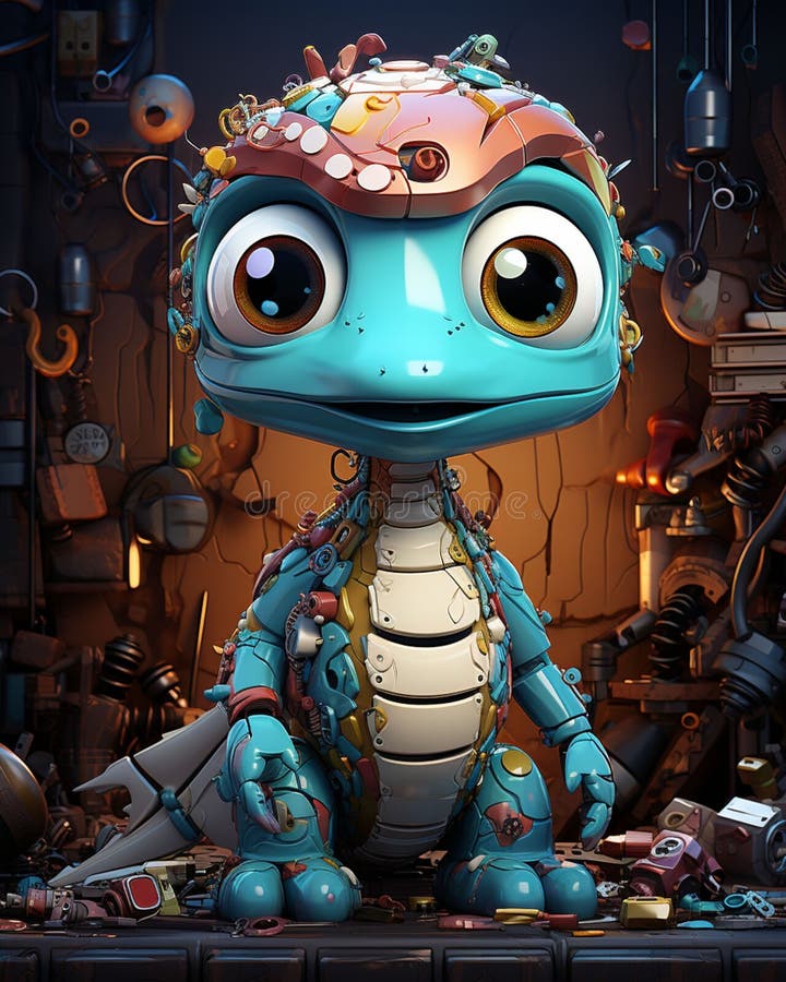 Robotic Dinosaur with a Friendly Expression, AI-generated. Stock ...