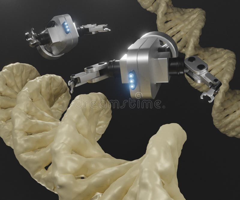 Robotic DNA Structure for Future Nanomedicine Technology 3d Rendering ...
