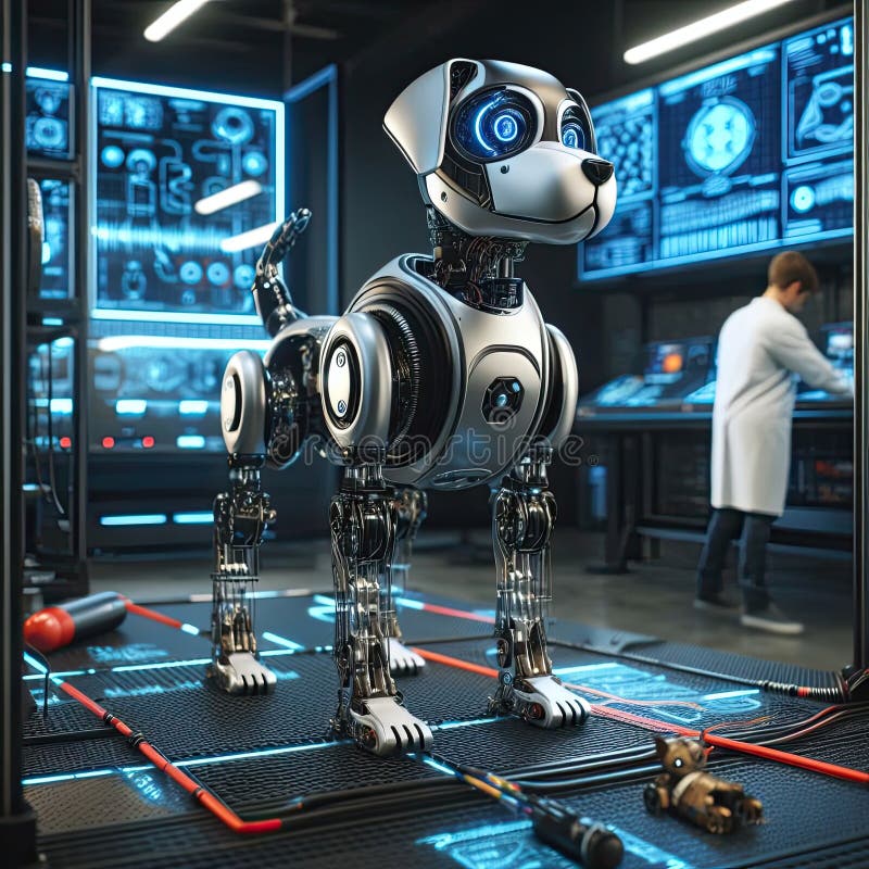 Robotic Dog Being Made or Repaired in a High Tech Lab Stock ...