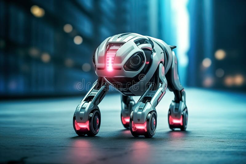 A Robotic Dog with a Glowing Sensor, Symbolizing AI Integration in ...