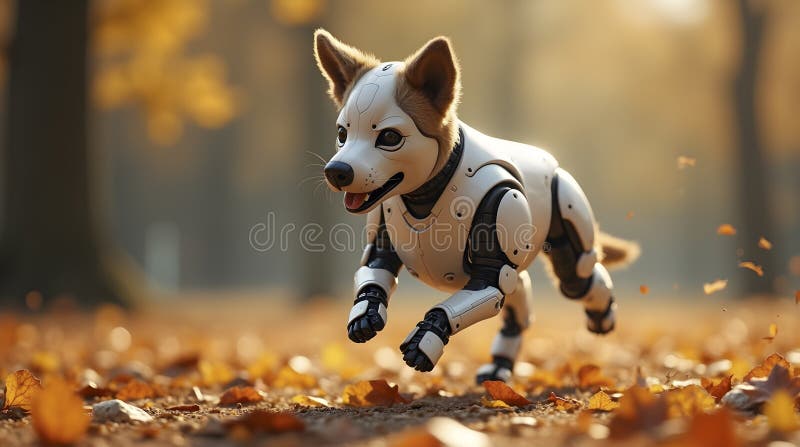 A Robotic Dog Playing Fetch in a Futuristic Park, Ai Generated Image ...