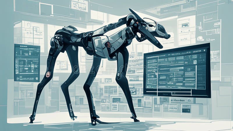 Robotic Dog Prototype in a High-Tech Laboratory Setting with Dynamic ...