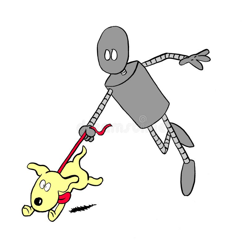 Robotic dog walker stock illustration. Illustration of abstract - 56997634