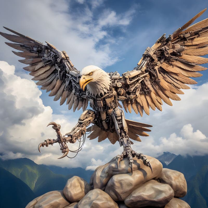 Robotic eagle stock illustration. Illustration of black - 303894180