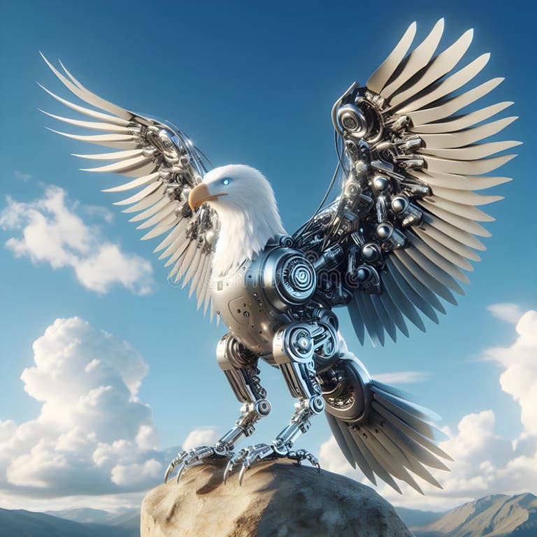 Robotic eagle stock illustration. Illustration of metal - 303894184