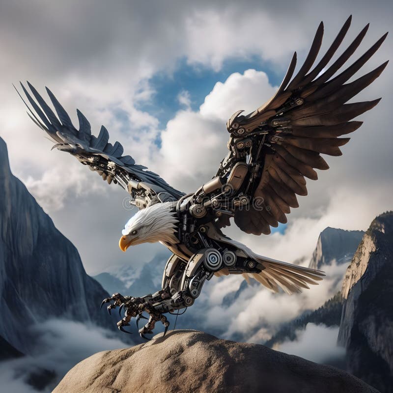 Robotic eagle stock illustration. Illustration of angel - 303894192