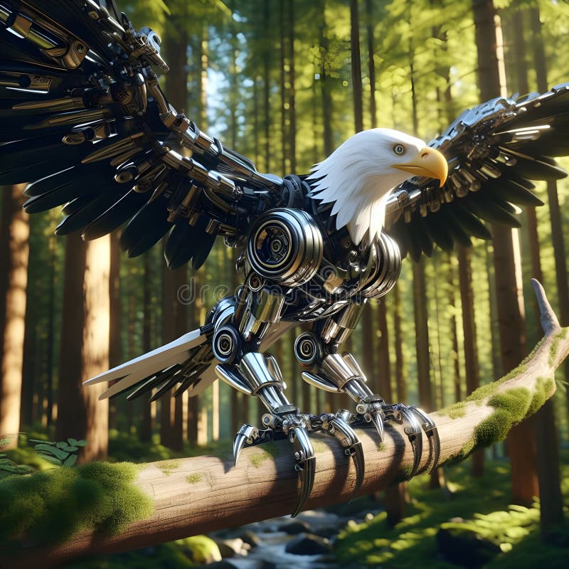 Robotic eagle stock illustration. Illustration of flying - 303894195