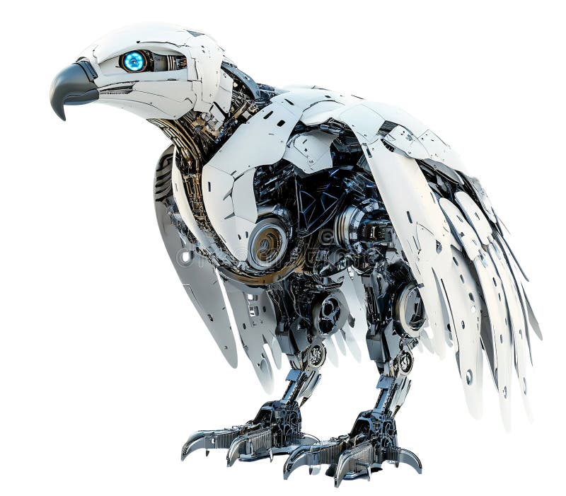 Robotic Eagle Futuristic Mechanical Bird Isolated on White Stock Photo - Illustration of cyborg ...