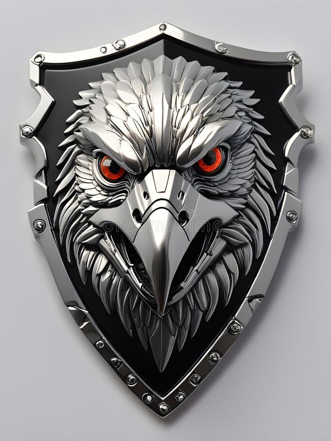 Robotic Eagles Head Shield 001 Stock Illustration - Illustration of ...
