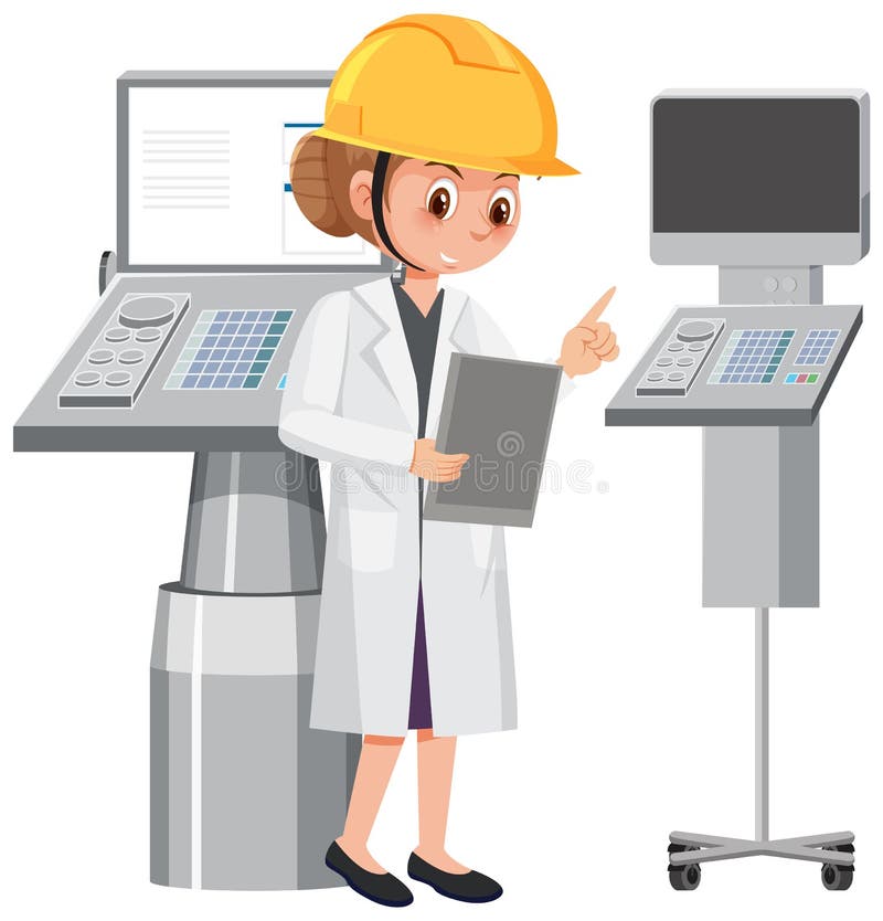 A Robotic Engineer Controlling Machine Stock Vector - Illustration of ...