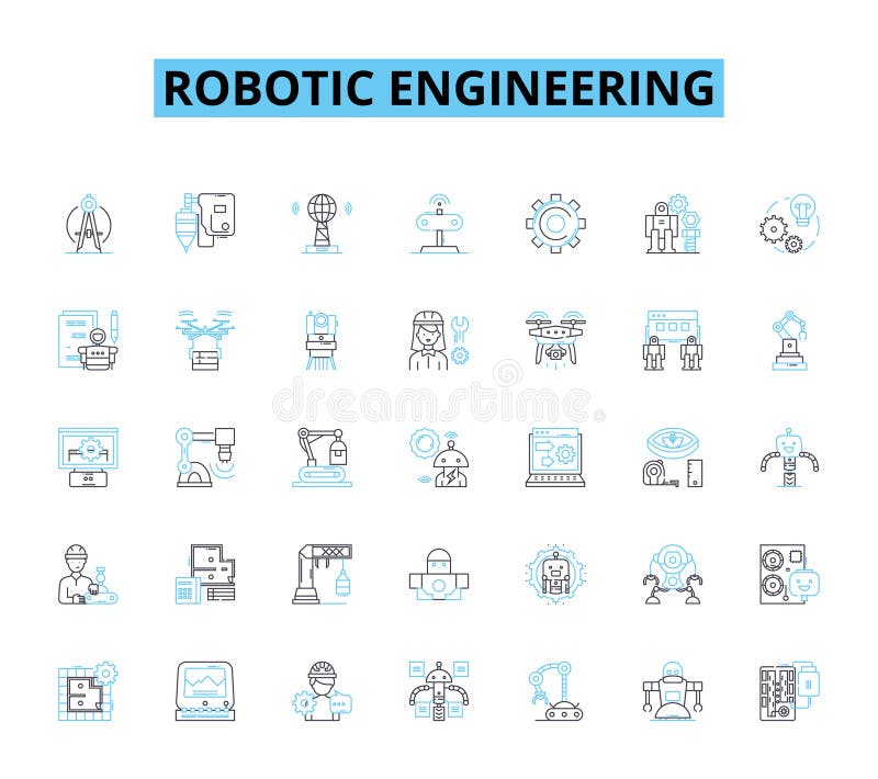 Robotic Engineering Linear Icons Set Automation Robotics Innovation