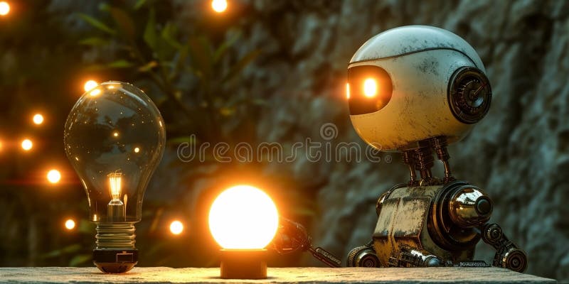 A Robotic Entity is Seen Standing by a Petite Table, Emphasizing a ...