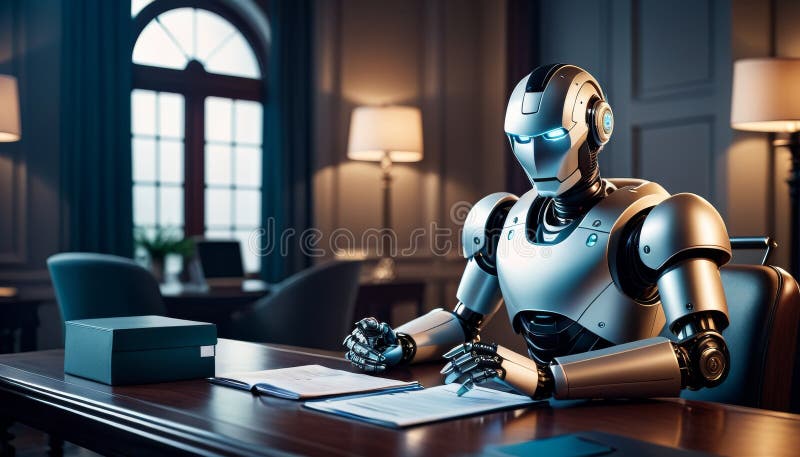 Robotic Executive Signing Documents Stock Image - Image of metal ...