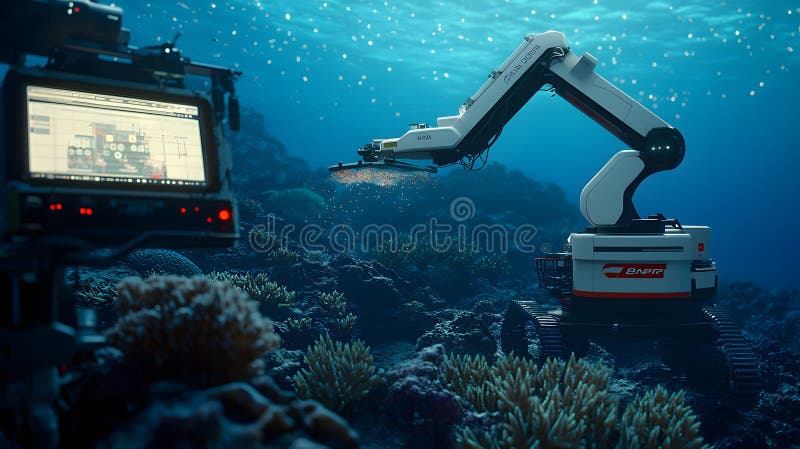 Robotic Explorer Navigating the Depths of an Underwater Environment ...