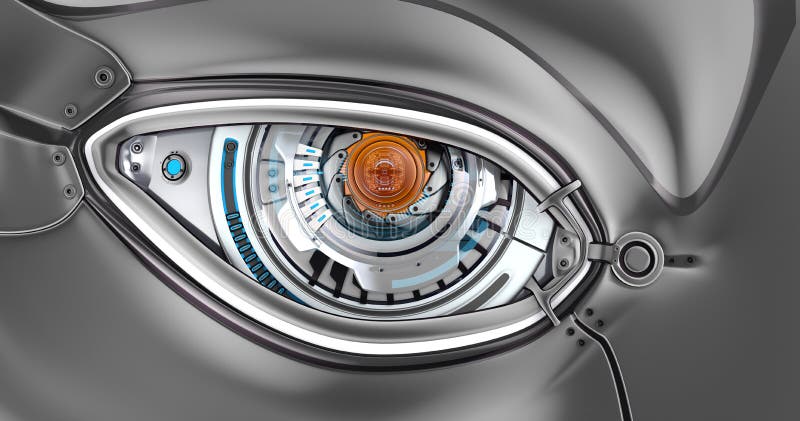 Robotic Eye Digital Model Closeup Stock Illustration - Illustration of ...