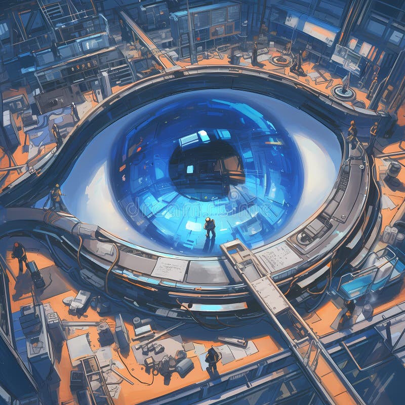 Robotic Eye in Futuristic Lab Stock Illustration - Illustration of ...