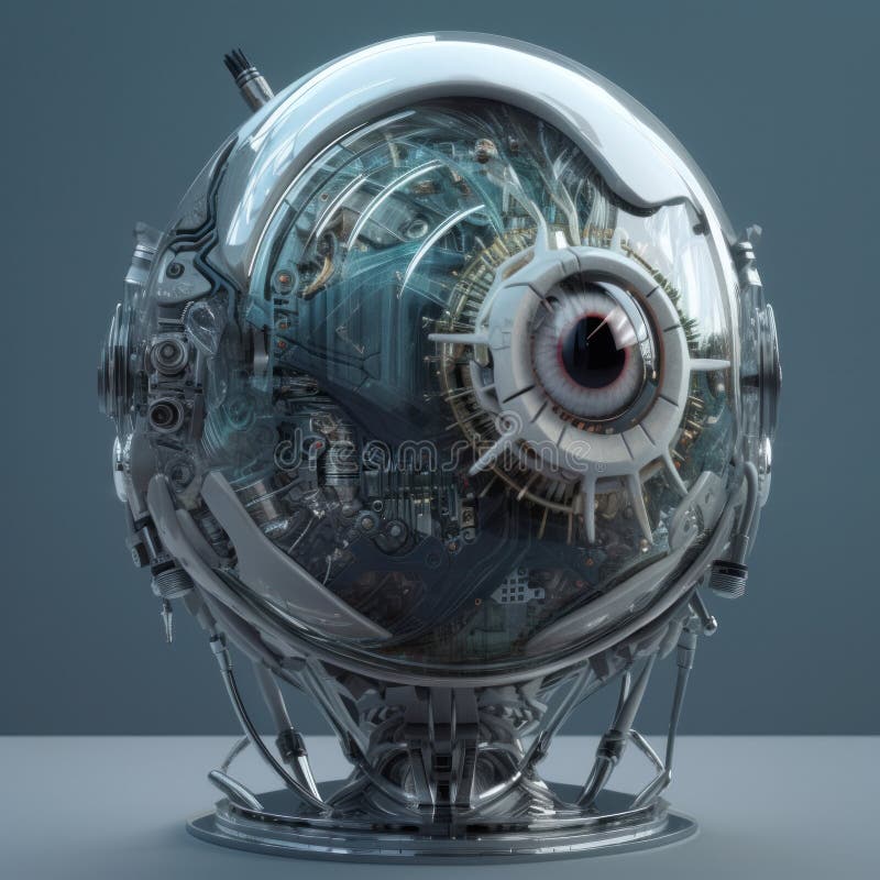 Robotic Eye with Metallic Textures and Glowing Circuits Stock ...