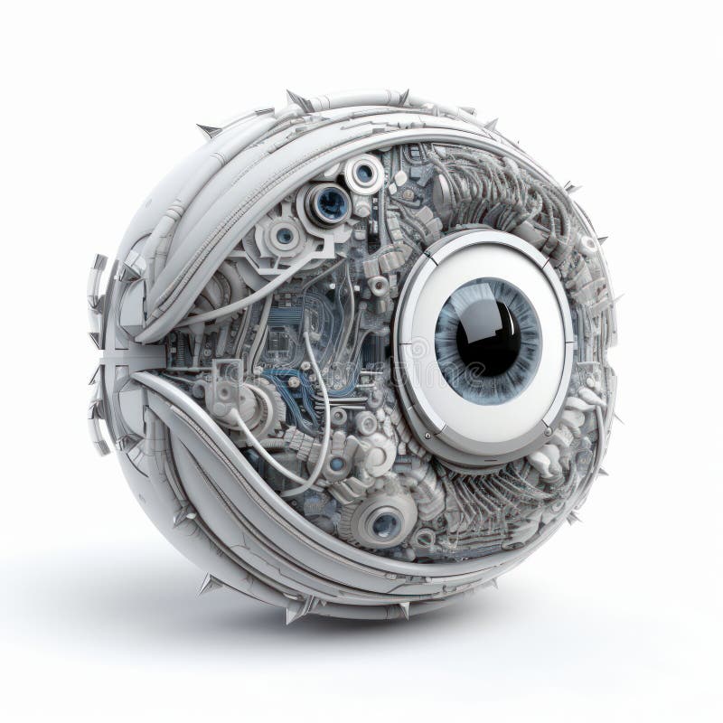 Robotic Eye with Metallic Textures and Glowing Circuits Stock ...