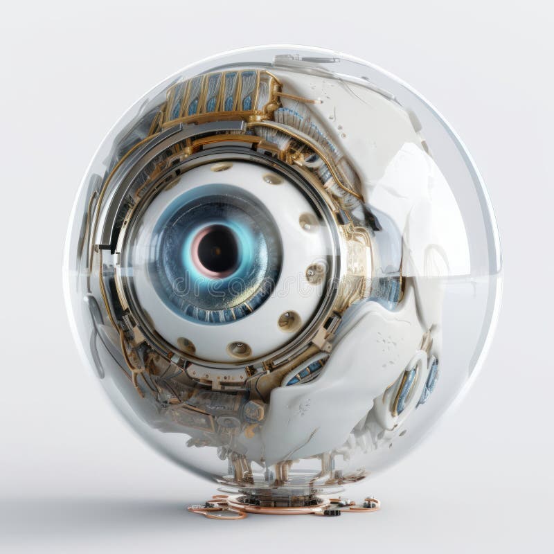 Robotic Eye with Metallic Textures and Glowing Circuits Stock ...