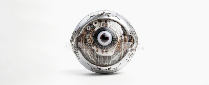 Robotic Eye with Metallic Textures and Glowing Circuits Stock Image ...