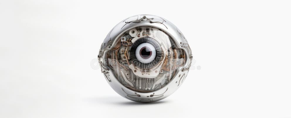 Robotic Eye with Metallic Textures and Glowing Circuits Stock ...
