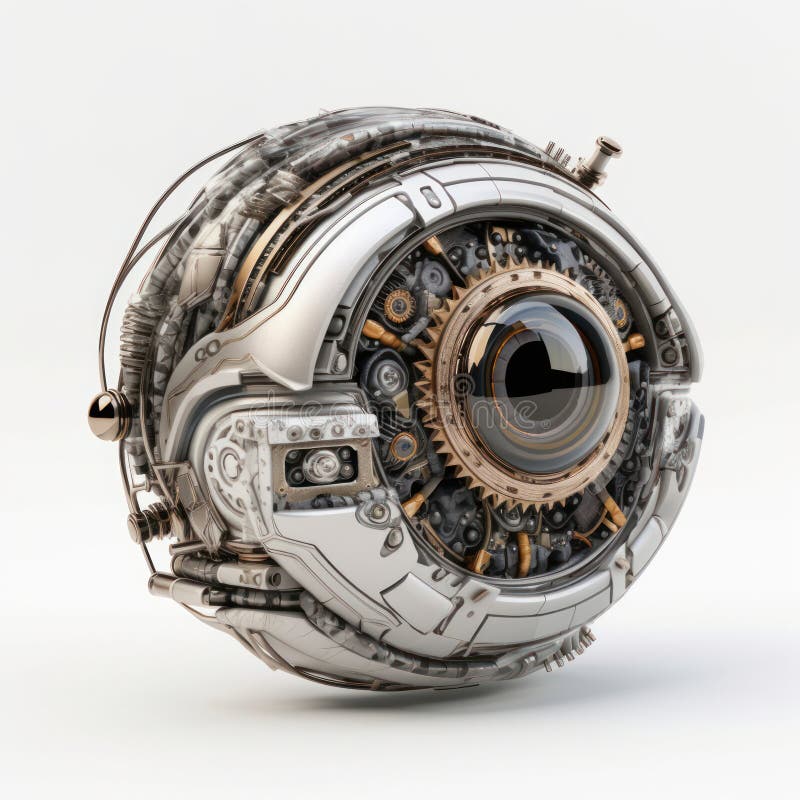 Robotic Eye with Metallic Textures and Glowing Circuits Stock ...