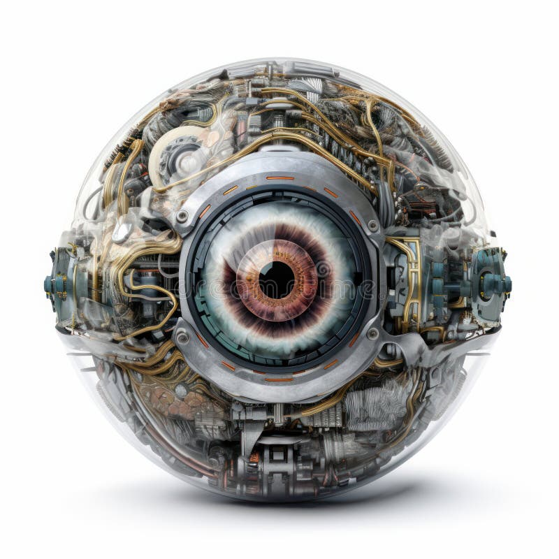 Robotic Eye with Metallic Textures and Glowing Circuits Stock ...